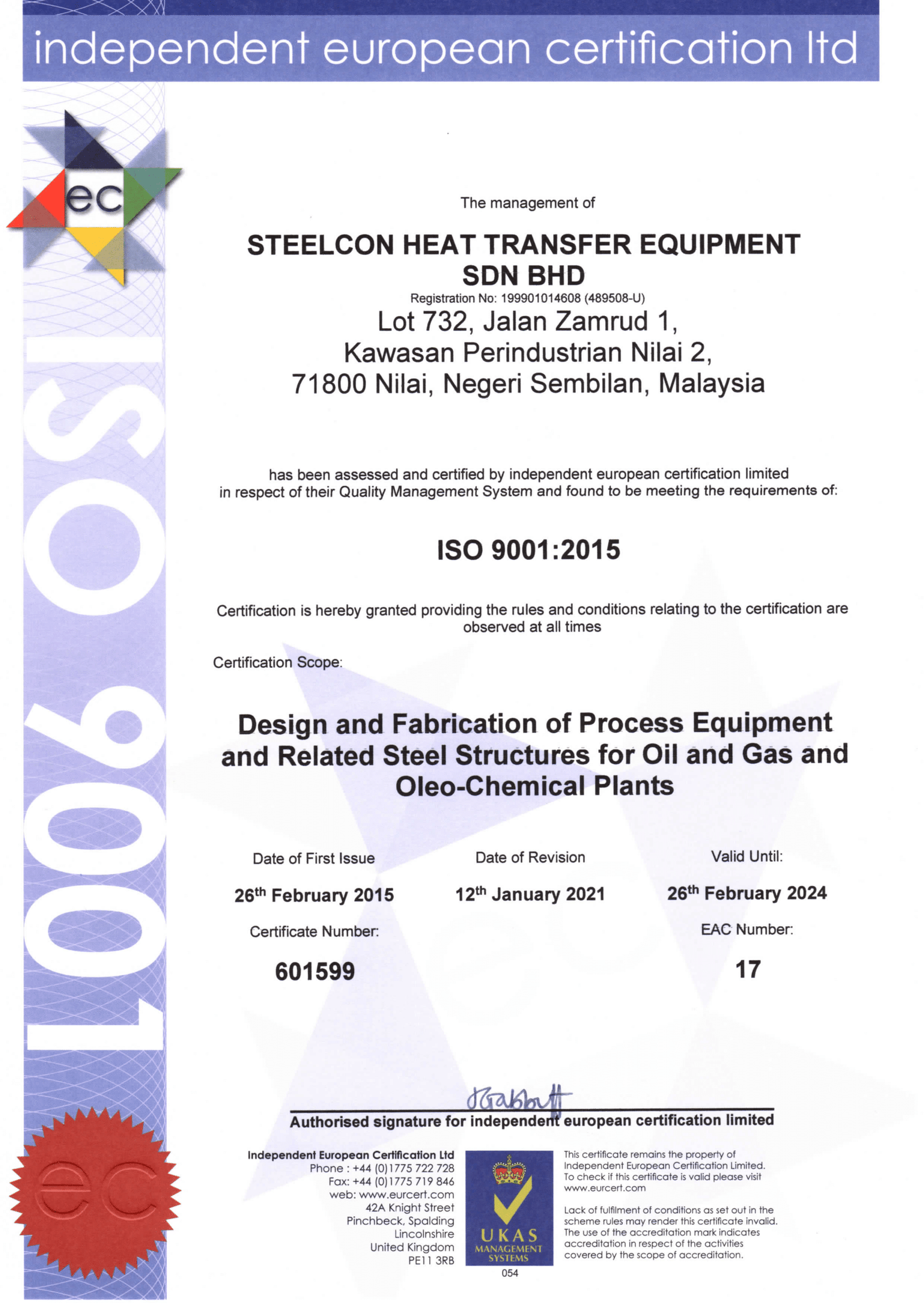 ISO Certified Quality Standards in Malaysia | Steelcon Equipment
